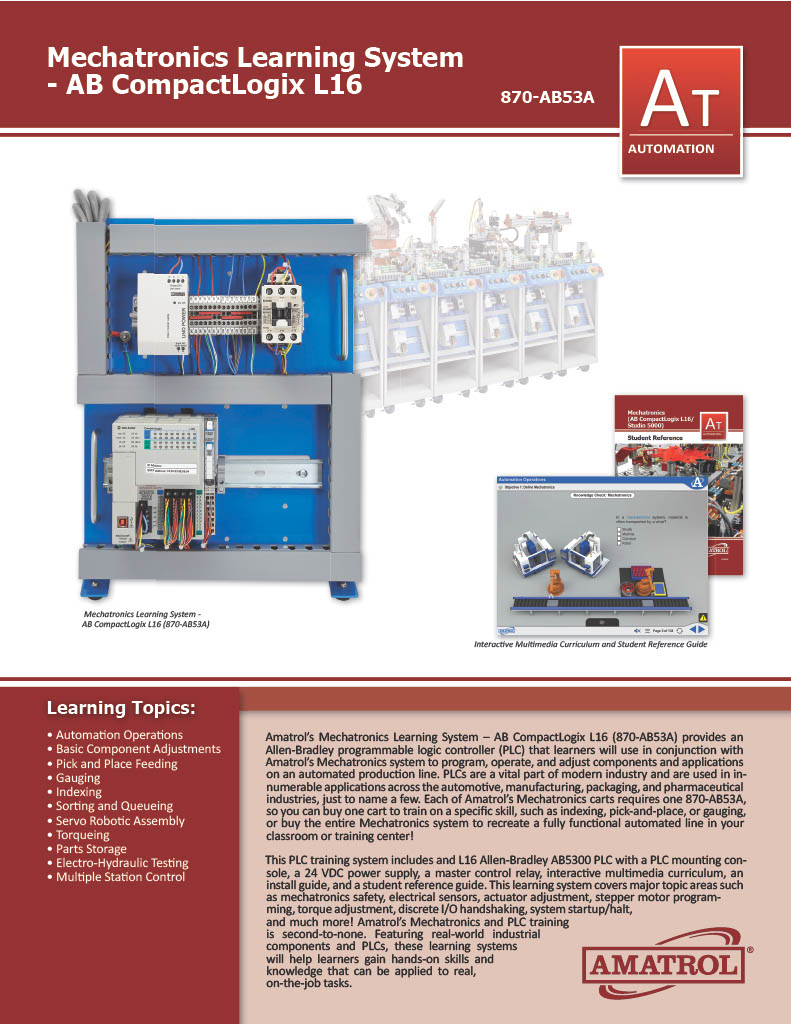 Mechatronics Learning System - AB CompactLogix L16 | Amatrol